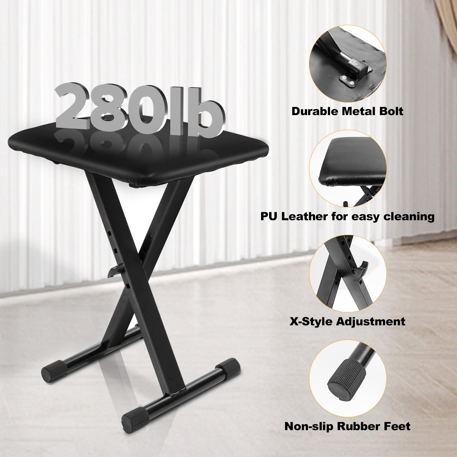 Snapklik.com : UISCOM Keyboard Bench - X-Style Thick Padded Cushion ...