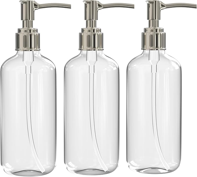 Amazon.com: Refillable Clear Soap Dispenser Bottles with Pump, 16 oz (3 ...