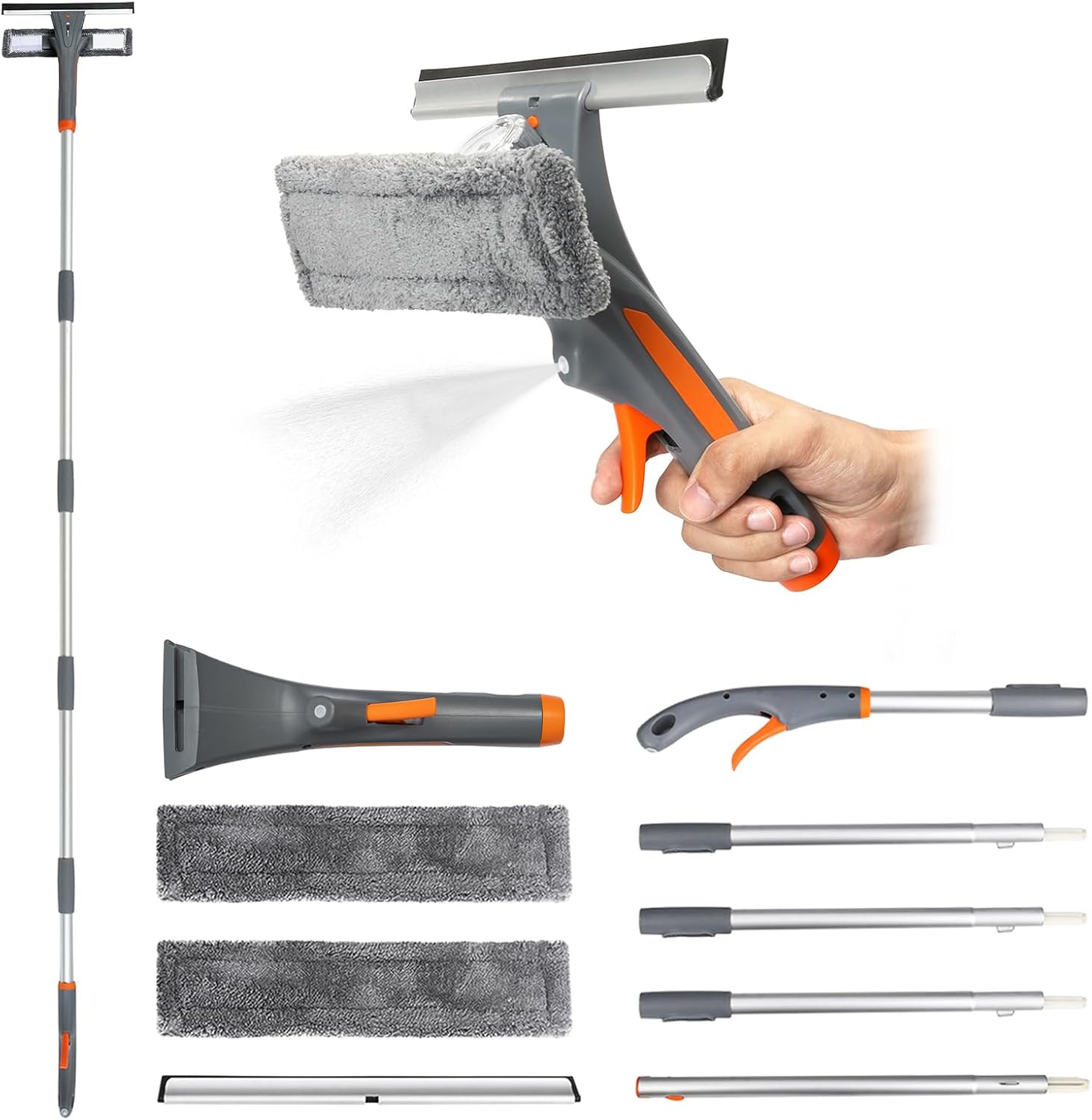 Amazon.com: Bestnifly Spray Window Squeegee Cleaner, 3 in 1 Window Cleaner Tool, 76in Window ...