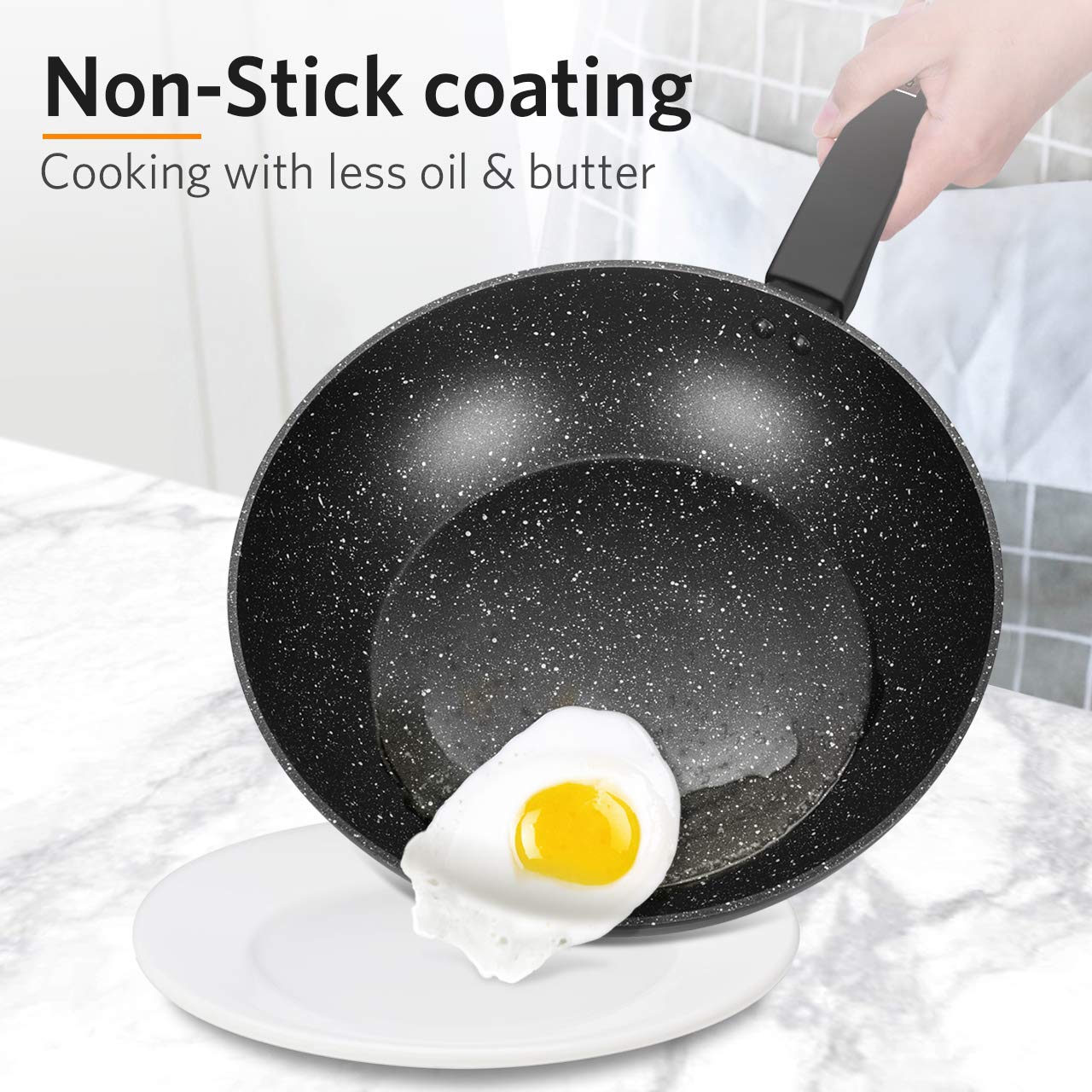 Buy 12" Wok Pan with Lid - KOCH SYSTEME CS 12” Nonstick Frying Pans ...