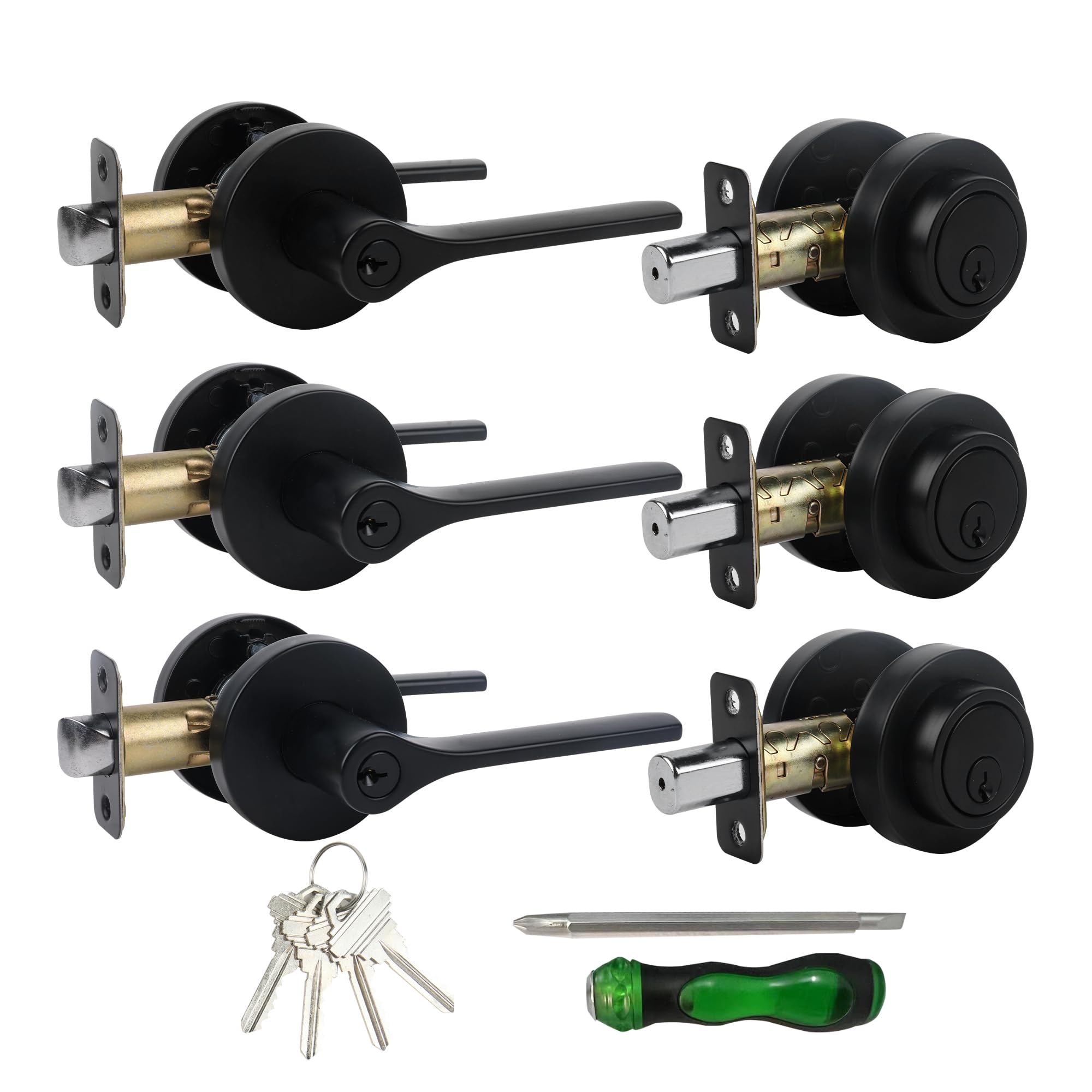 Keyed Alike Front Door Handle and Deadbolt Set,Roundness Heavy Duty ...