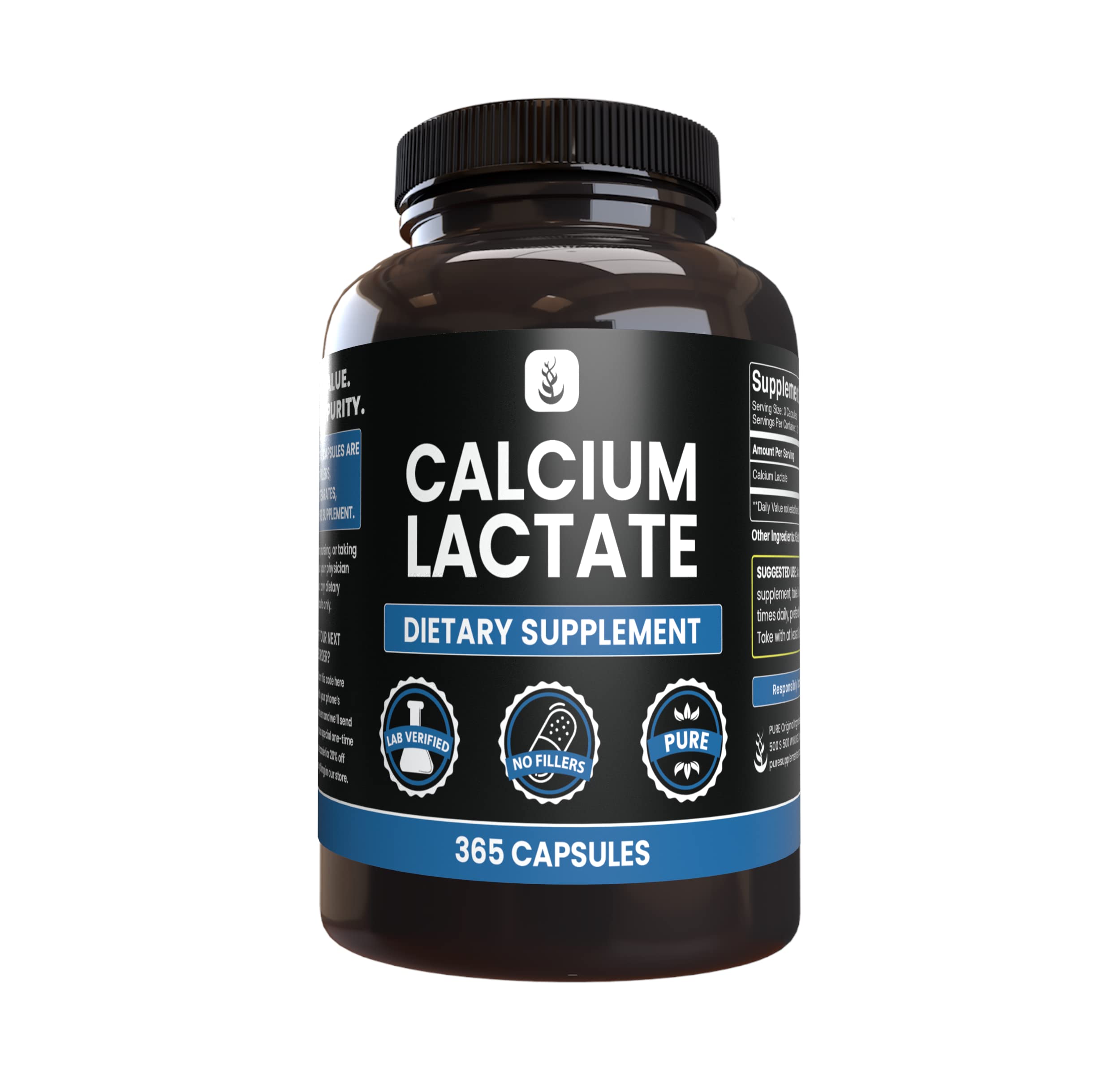 Amazon.com: Pure Original Ingredients Calcium Lactate (365 Capsules) No ...