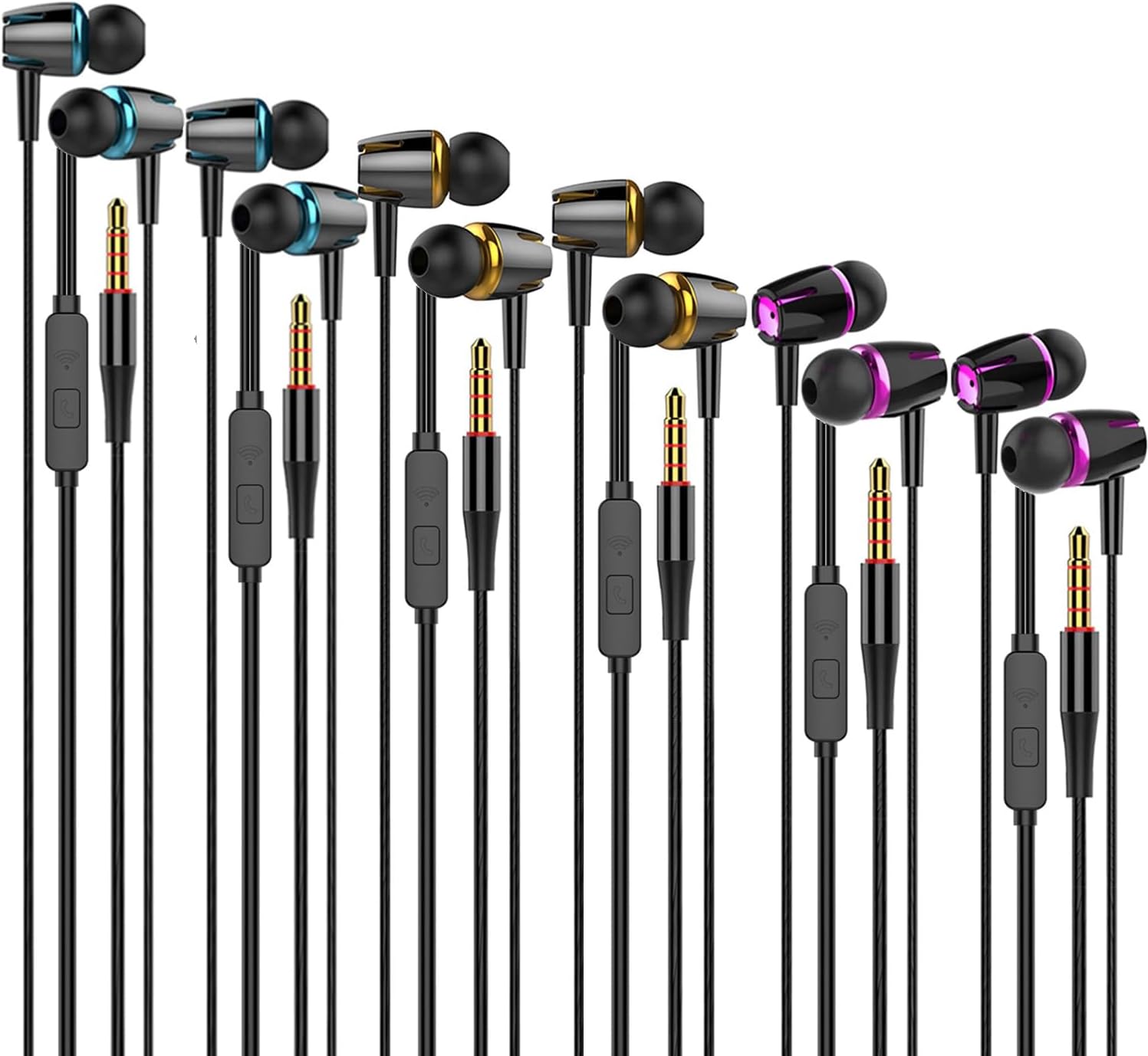 Amazon.com: Cianyyee Wired Earbuds Headphones 6 Pack with Microphone ...