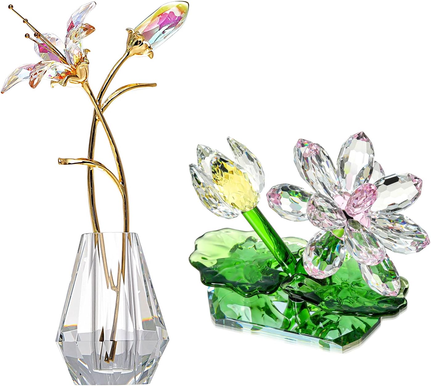 Amazon.com: ONGWIN Bundle of 1pc AB Crystal Tiger Lily Flower Figurine ...