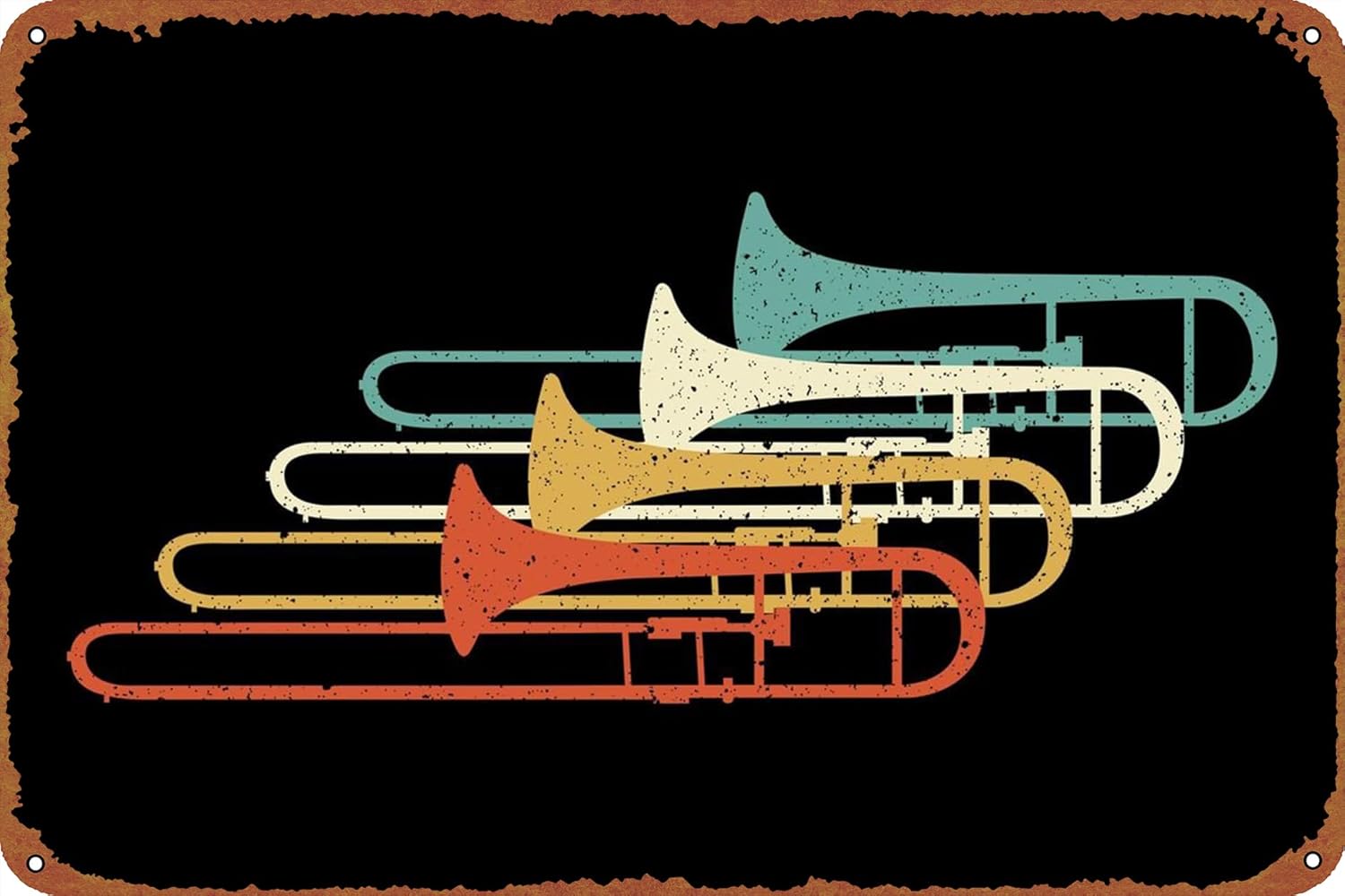 Amazon.com: Retro Trombone Vintage music poster Retro tin Sign Wall Art ...