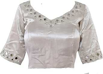 Amazon.com: SMIT Readymade Mirror Hand work Saree Blouse for Women ...