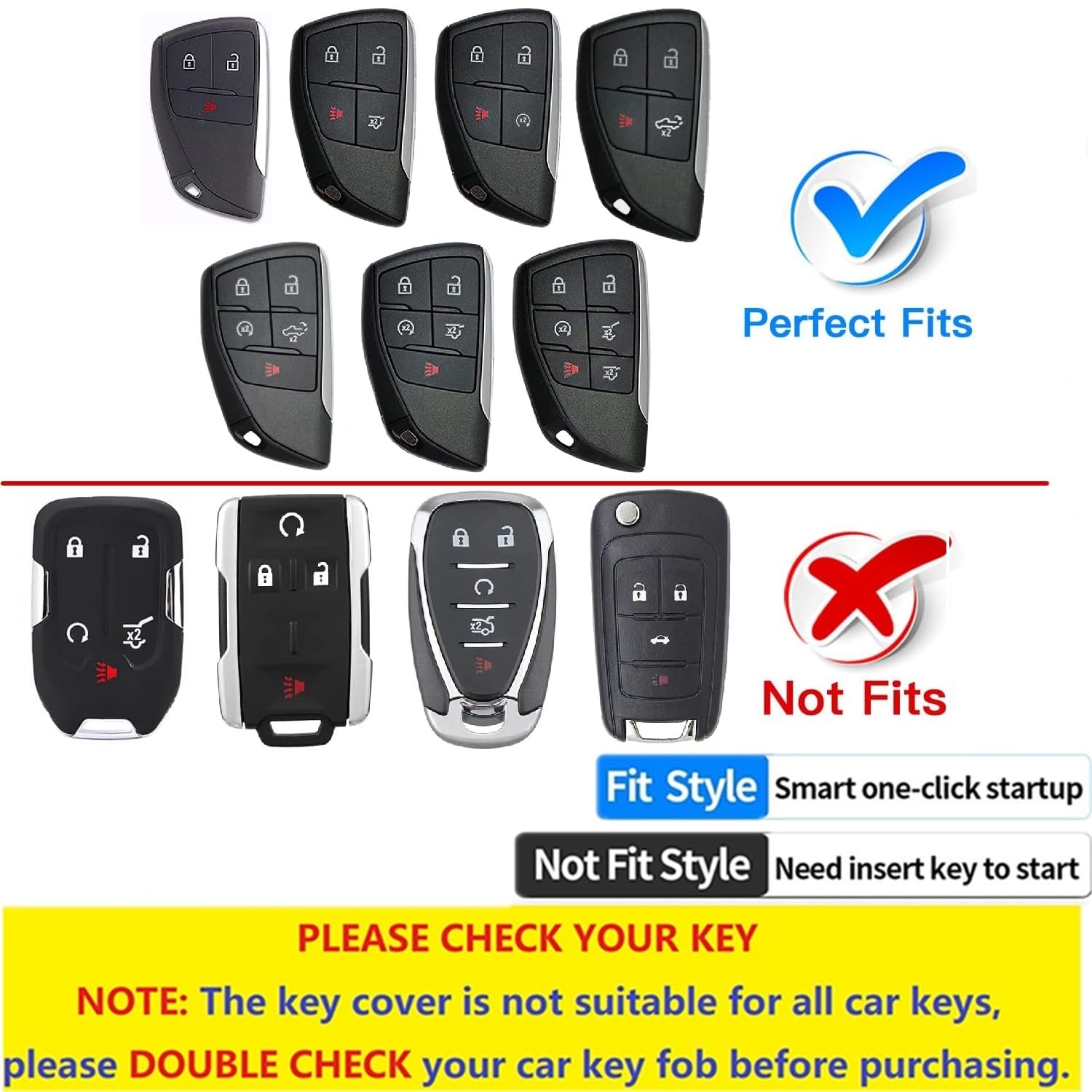 Key Fob Shell Replacement 2 Pack For Chevrolet GMC - Carbon Fiber Black ...
