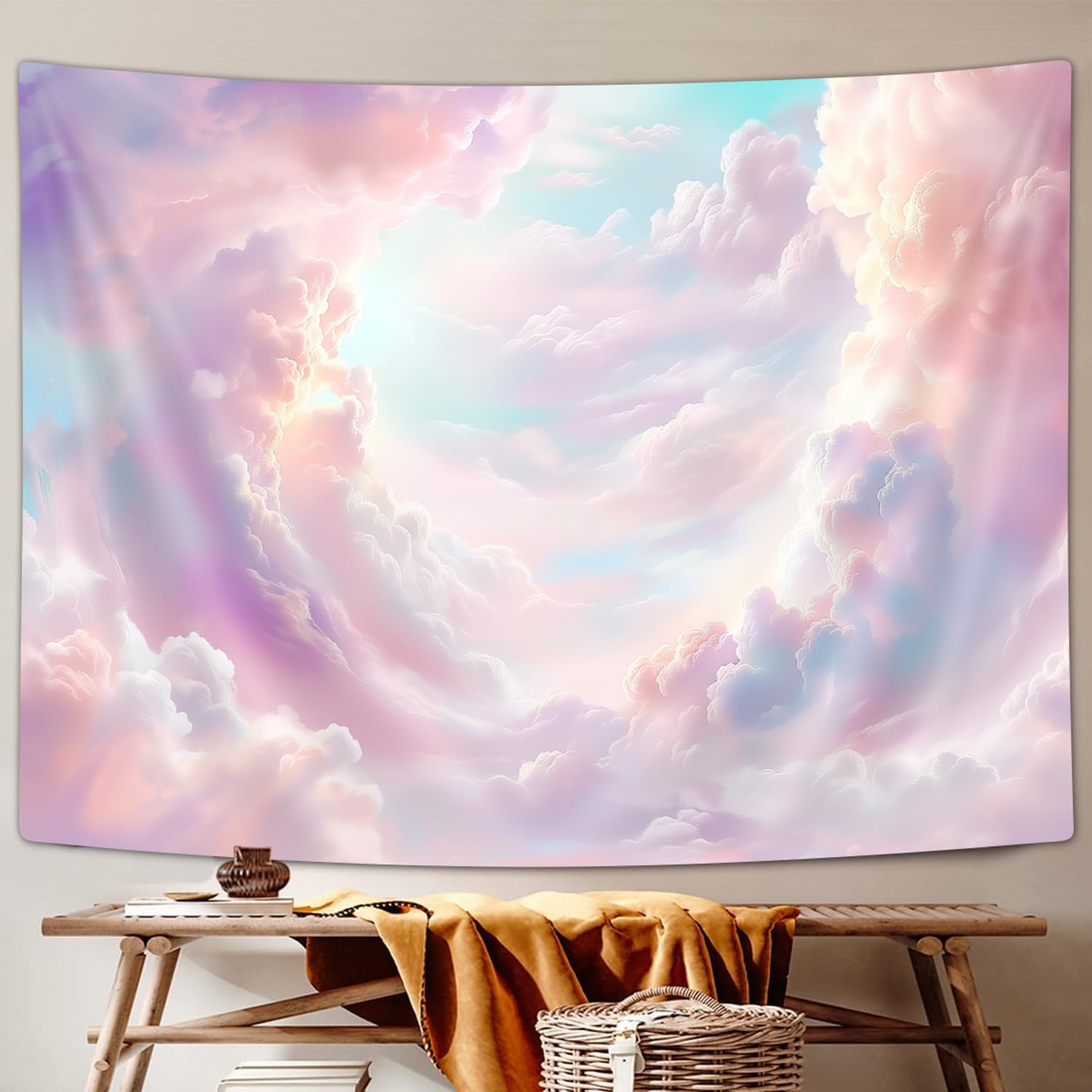 Amazon.com: bzwcbei Pink Cloud Tapestry, Colorful Kawaii Abstract ...