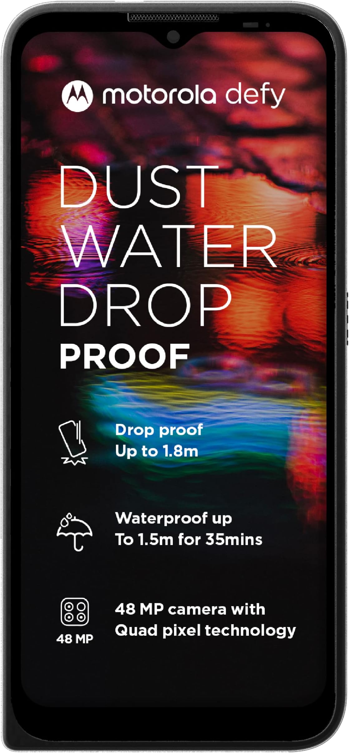 Motorola Rugged Defy Rugged Smartphone (6.5” HD+ Display, IP69/IP68 ...