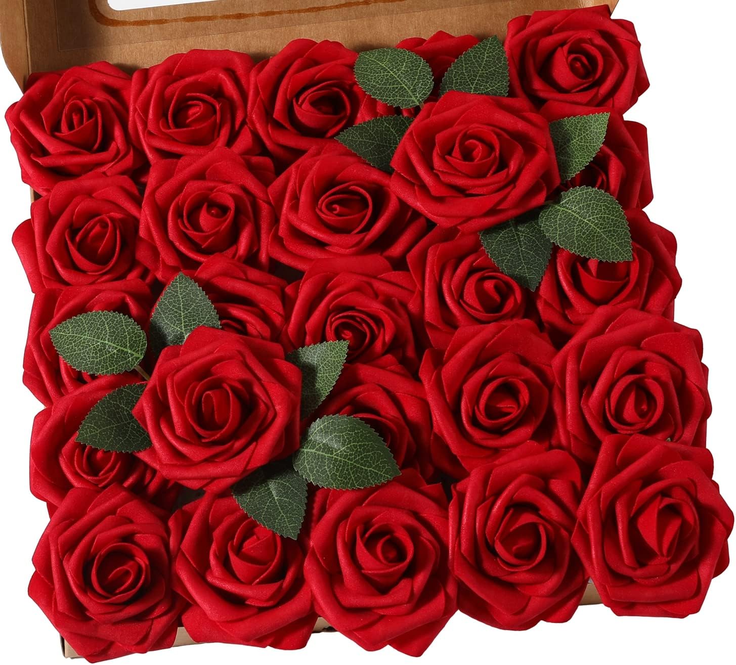 Mocoosy 50Pcs Rouges Roses Fleurs Artificielles, Rouge Foncé Roses ...