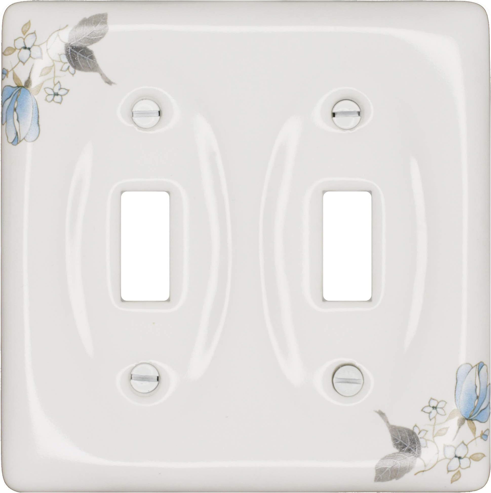 Genuine Decorative Ceramic Switch plate, Wall plate, Cover, Blue Flower ...