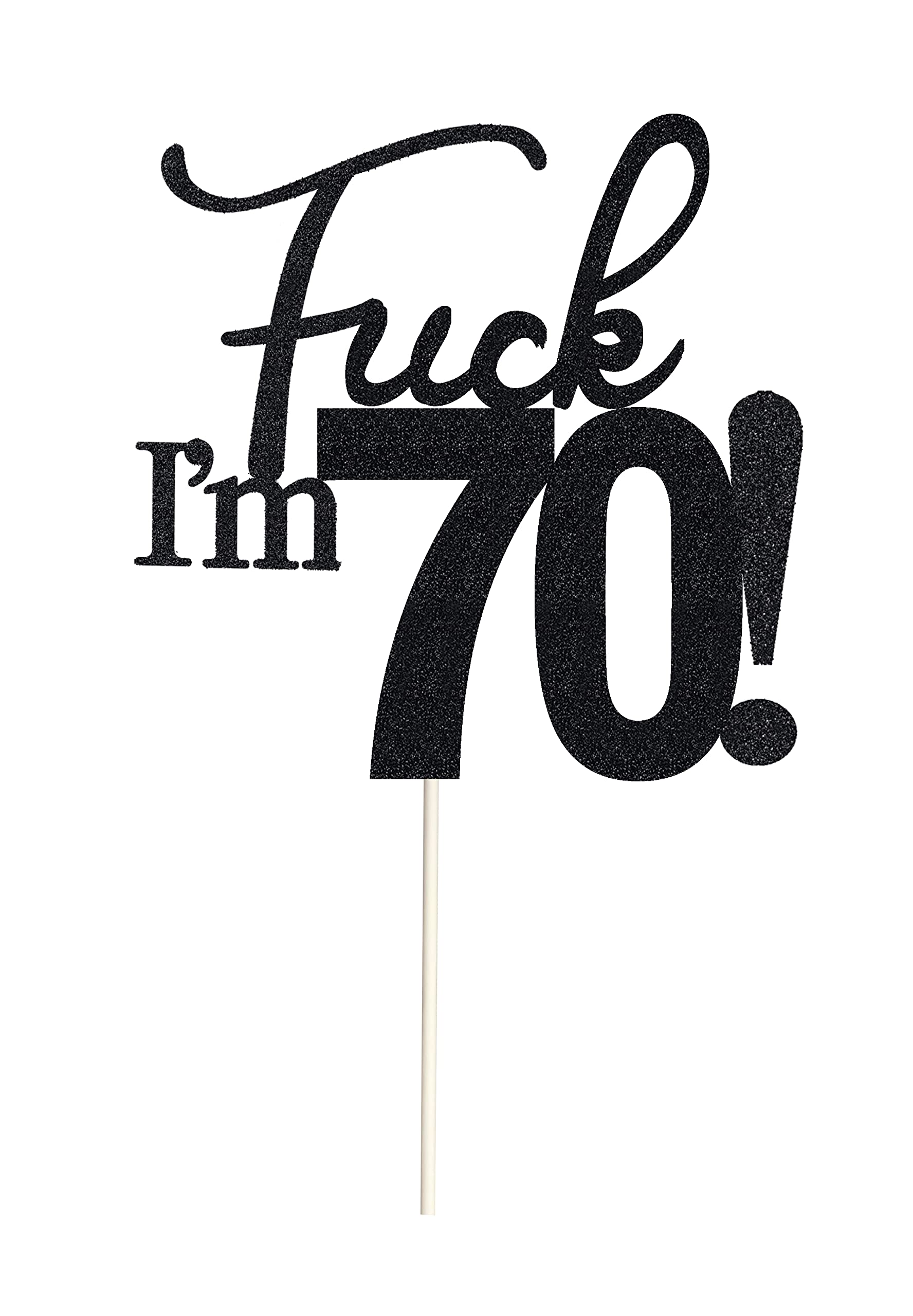 Snapklik.com : 70 Cake Toppers, 70 Birthday Cake Toppers-Black Glitter ...
