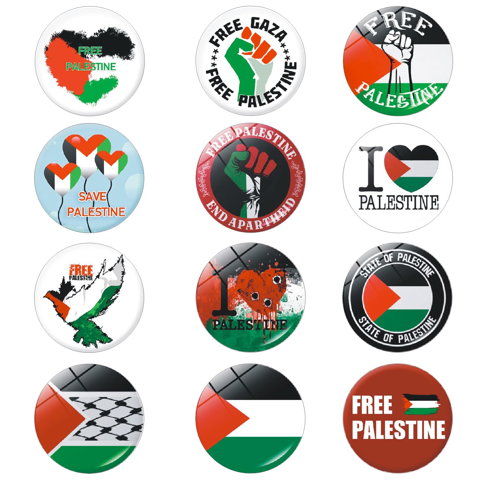 Snapklik.com : ZEPPONG 12 Pack Free Palestine Button Pin