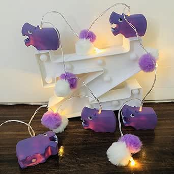 Amazon.com: Cute Hippo Light 1.65m 10LED Night Light Pompoms Decor ...