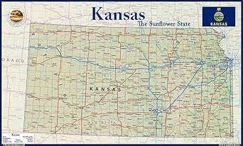 USA State Maps - Kansas State Physical Map - Size 70 x 42 cm - Paper ...