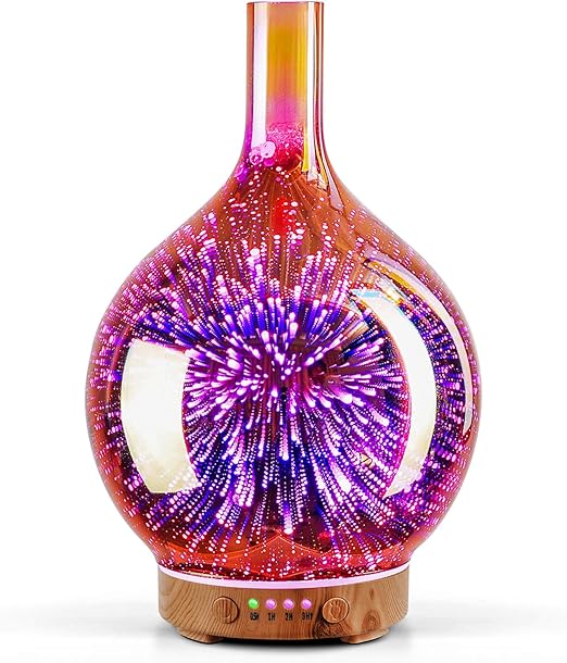 Porseme 150ml Glass Essential Oil Diffuser, Night Light Handmade 3D ...