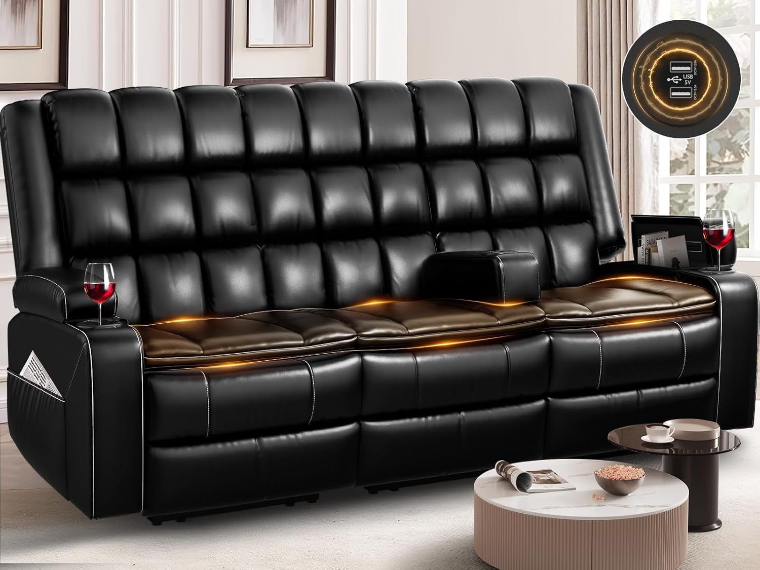 Amazon.com: Furgatti Recliner Sofa, Reclining Sofa 3 Seater Couch ...