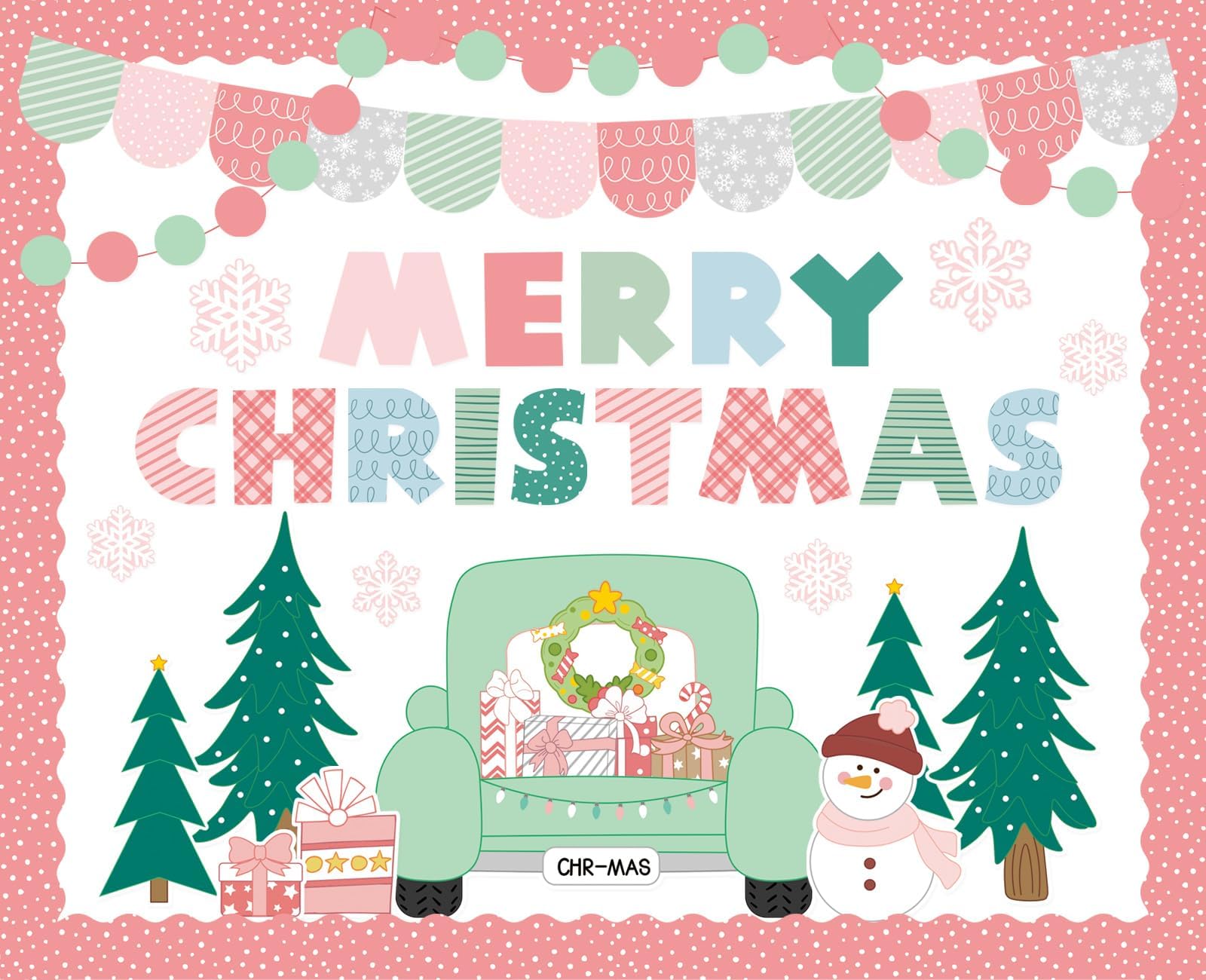 Amazon.com: AnyDesign 77Pcs Christmas Bulletin Board Decoration Set ...