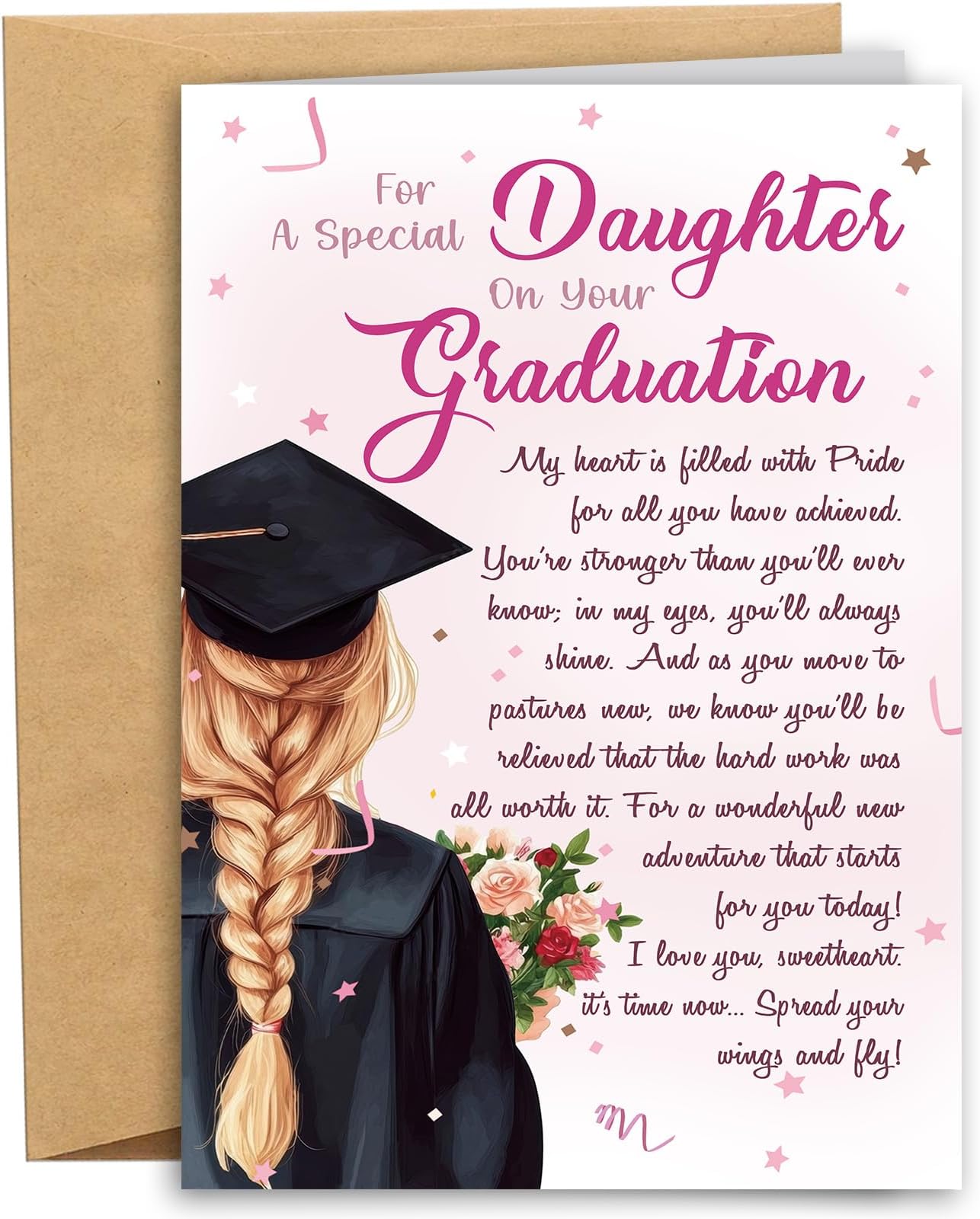 Amazon.com: RYYike Heartfelt Graduation Card for Daughters, Poem ...