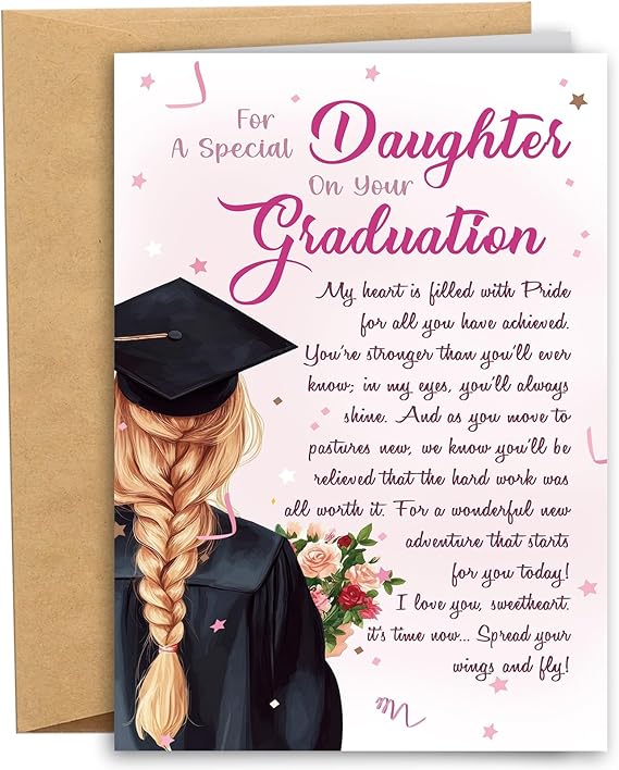 Amazon.com: RYYike Heartfelt Graduation Card for Daughters, Poem ...