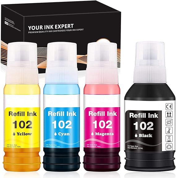 IUBEST 102 Ink Replacement for Epson EcoTank 102 Ink Bottle Refills for ...
