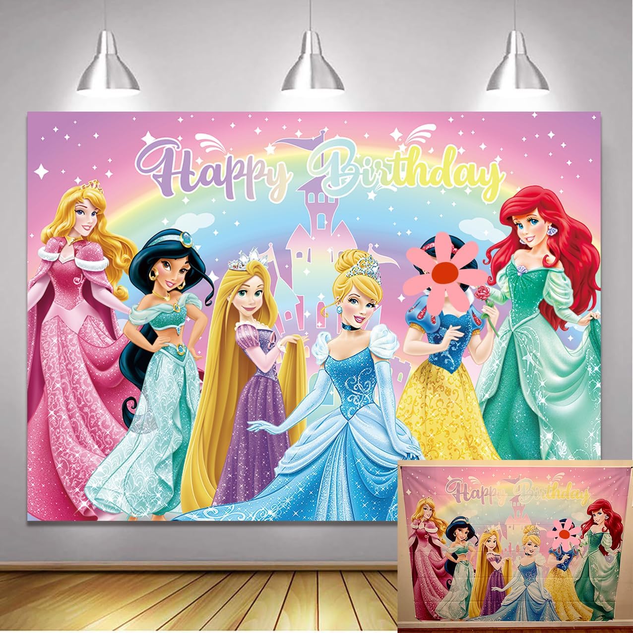 Amazon.com : Princess Photo Backdrop Colorful Princess Castle ...