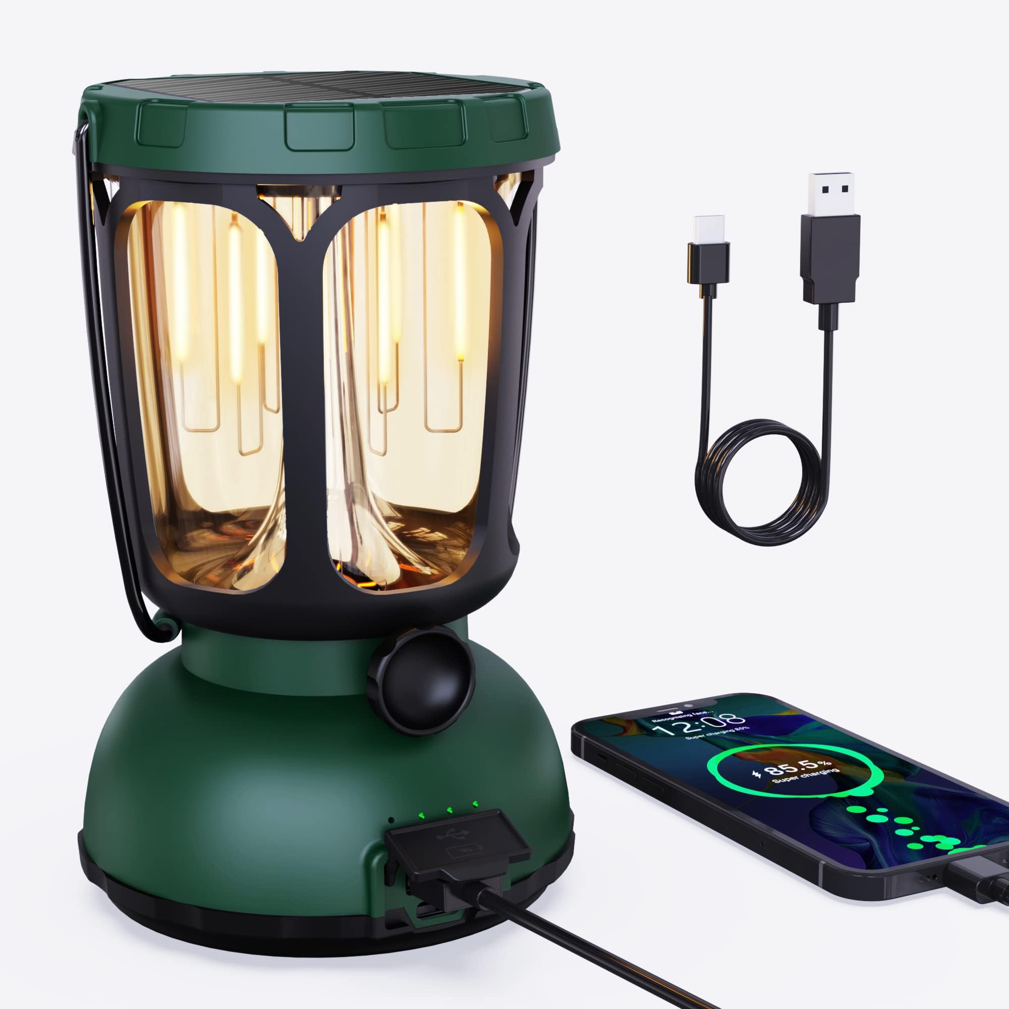 Amazon.com: Juvihuxy LED Camping Light 5000ma Solar Powered/ Hand Crank ...