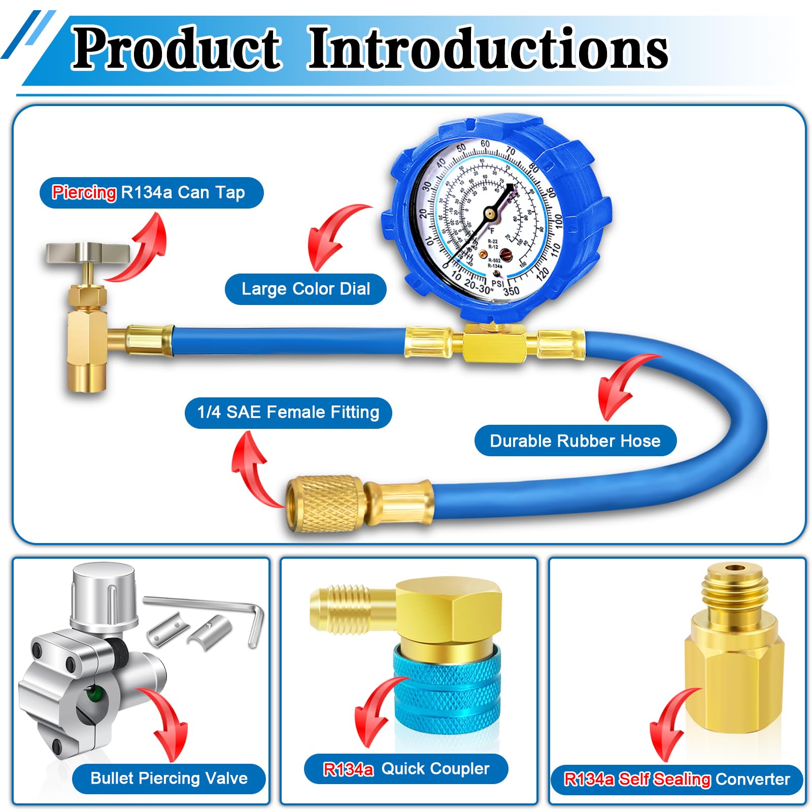 Snapklik.com : R134A Refrigerant Recharge Kit, Refrigerator Freon ...