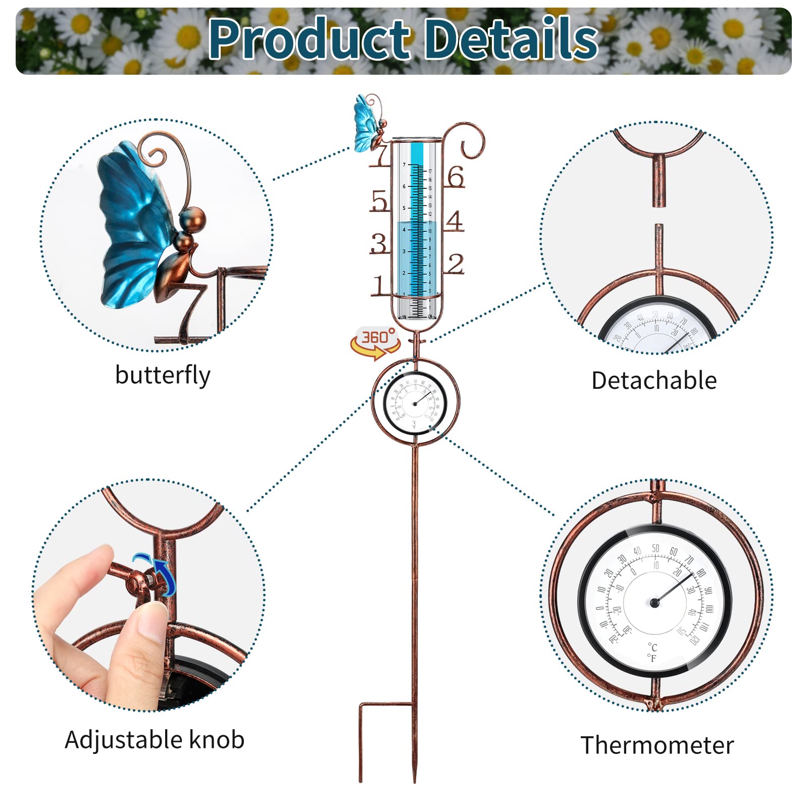 Snapklik.com : VANCORE 32 Inch Rain Gauge Outdoor
