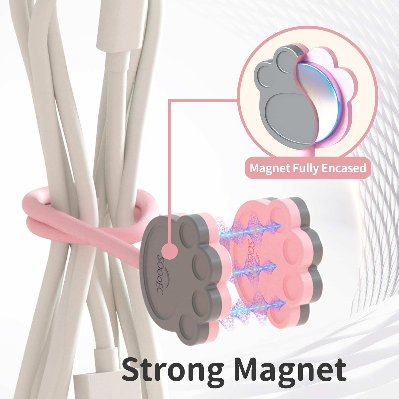 Snapklik.com : SOOOEC Magnetic Cable Ties, 24 Pack Mixed Double Face ...