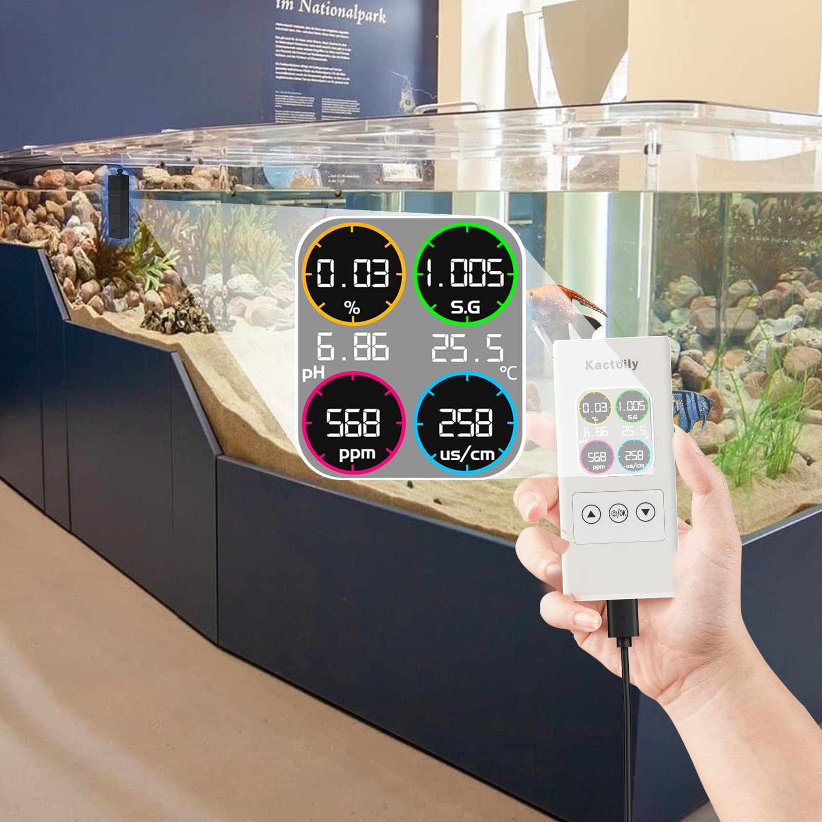 Snapklik.com : Kactoily Upgraded 6 In 1 Aquarium Water Test Monitor For ...