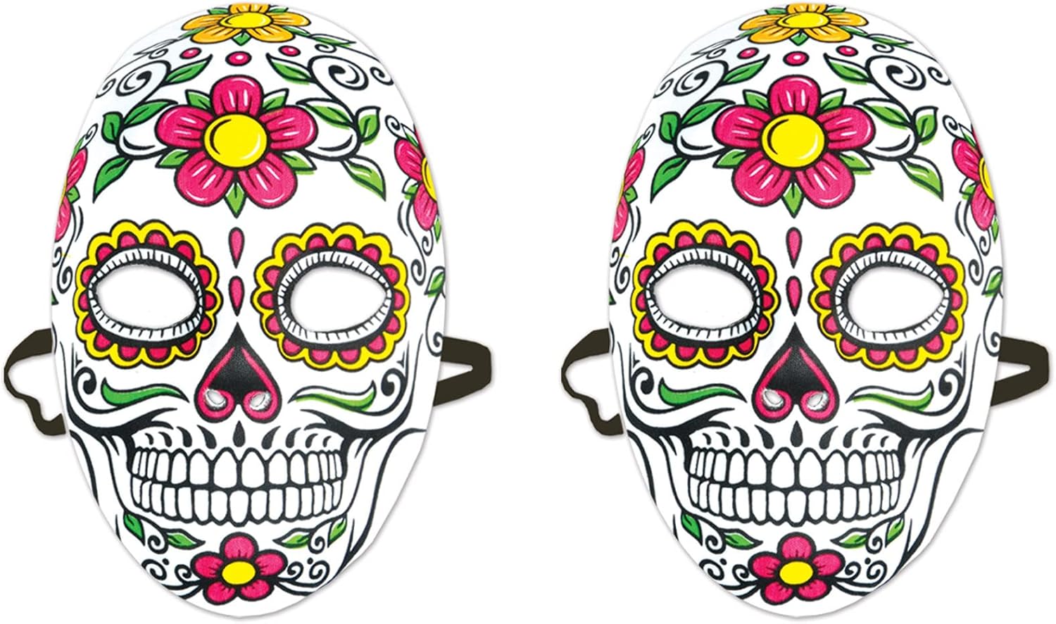 Amazon.com: Beistle Day of the Dead Masks, Sugar Skull Design with ...