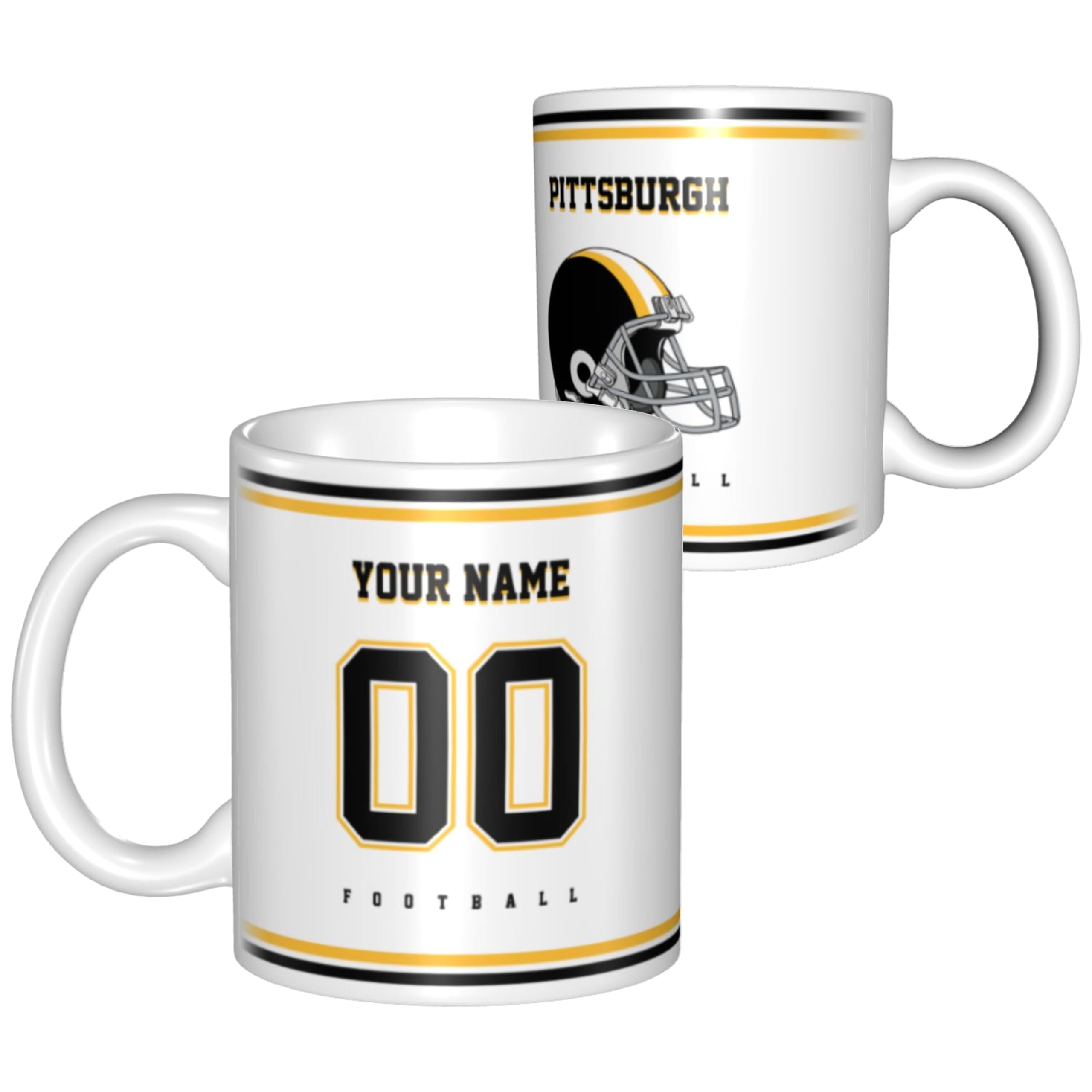 Amazon.com | Pittsburgh Coffee Mugs, Custom Football Style Travel Mug ...