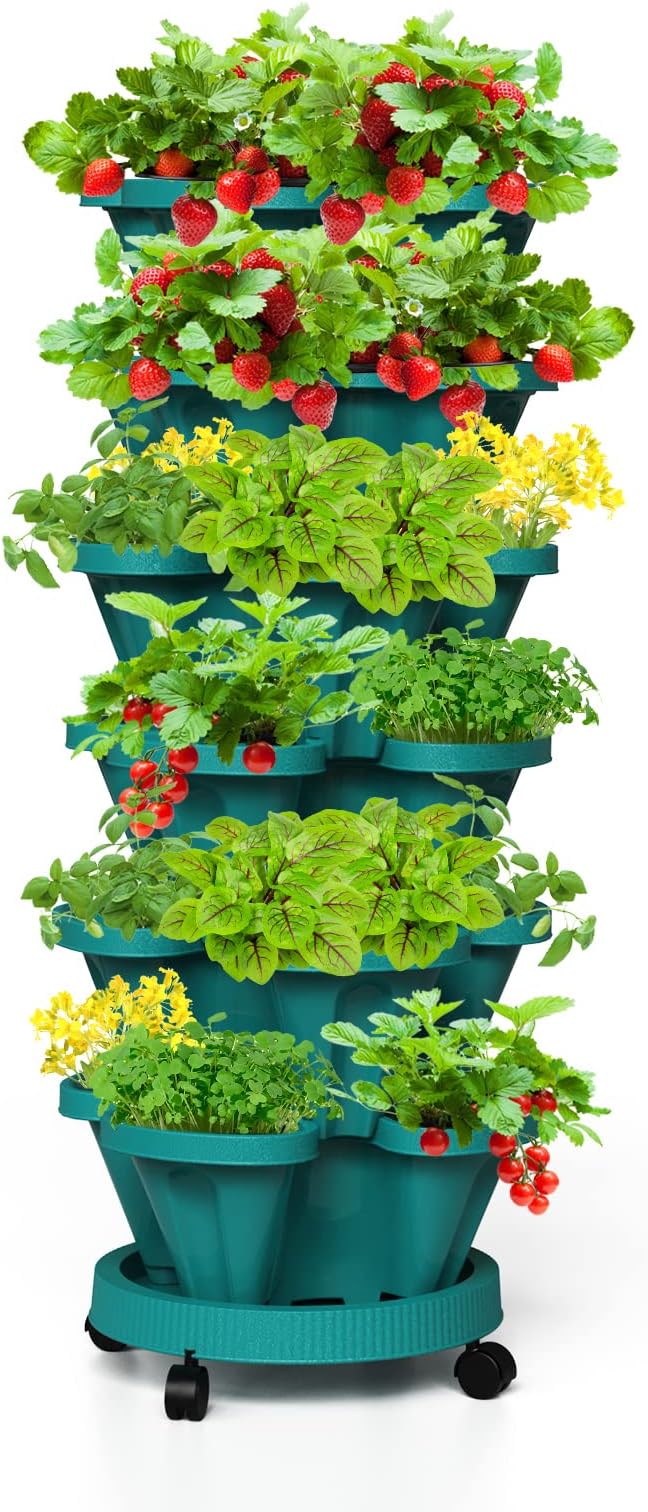 Amazon.com: Tectsia Strawberry Stackable Planters, Vertical Tower ...