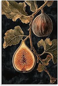 Amazon.com: Vintage Fig Print Fruit Wall Art Moody Fig Tree Painting ...