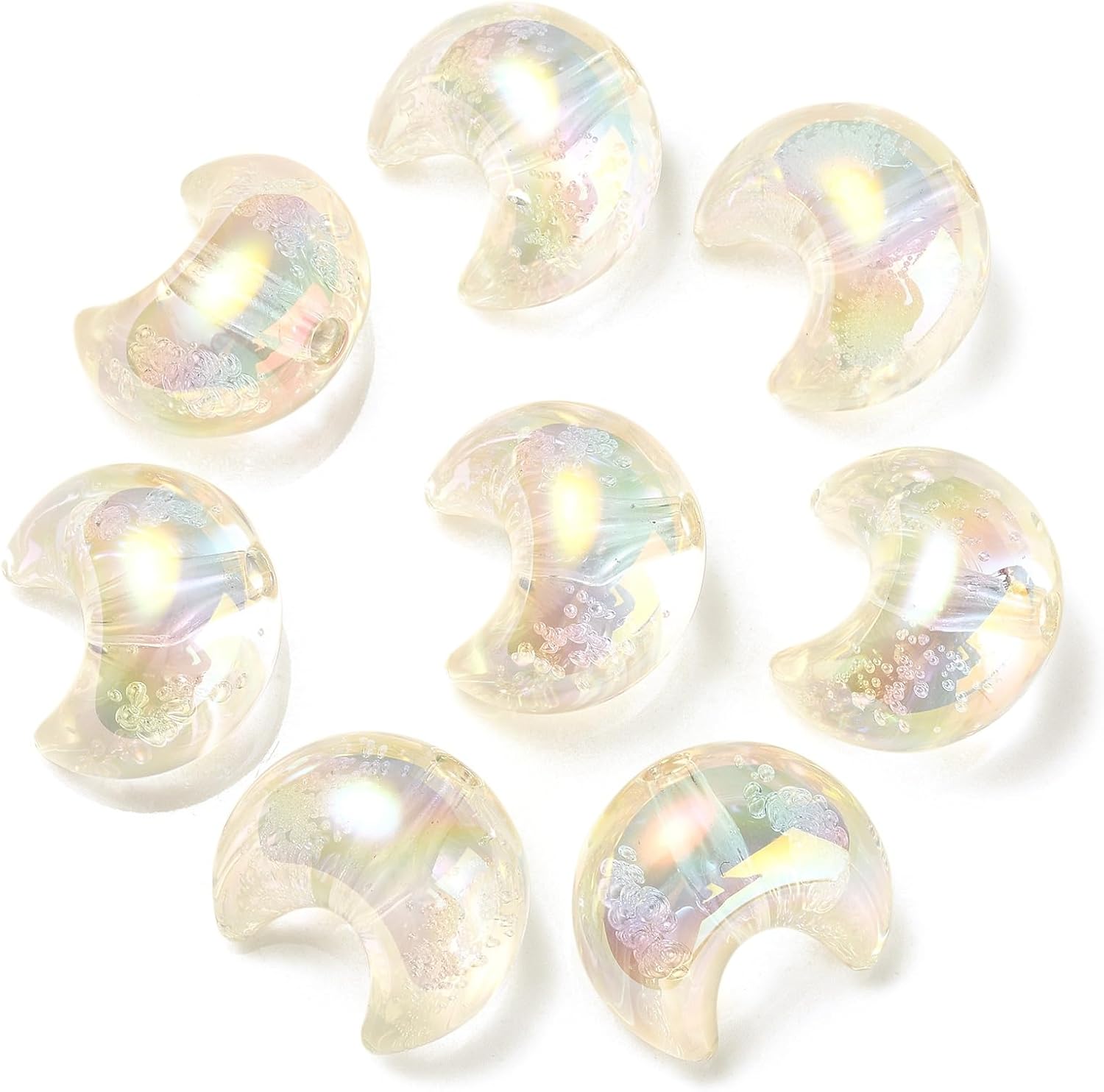 Amazon.com: KitBeads 50pcs Acrylic Moon Shaped Kawaii Fat Crescent ...