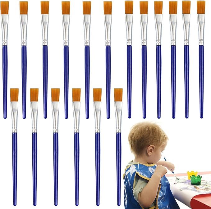 Amazon.com: 20 PCS Small Kids Paint Brushes 4.1 Inch Flat Tip with ...