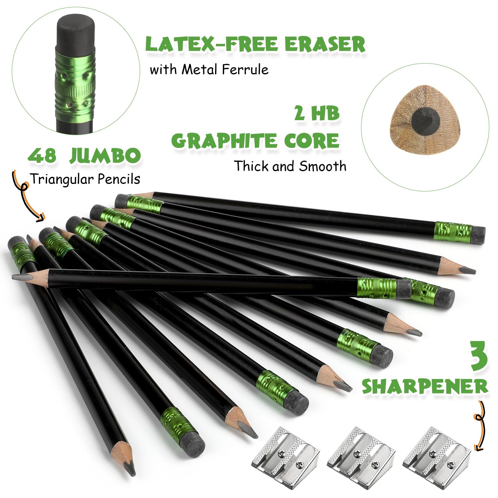 Snapklik.com : Fainne 48 Pcs Fat Pencils Jumbo Big Thick Large Pencils ...