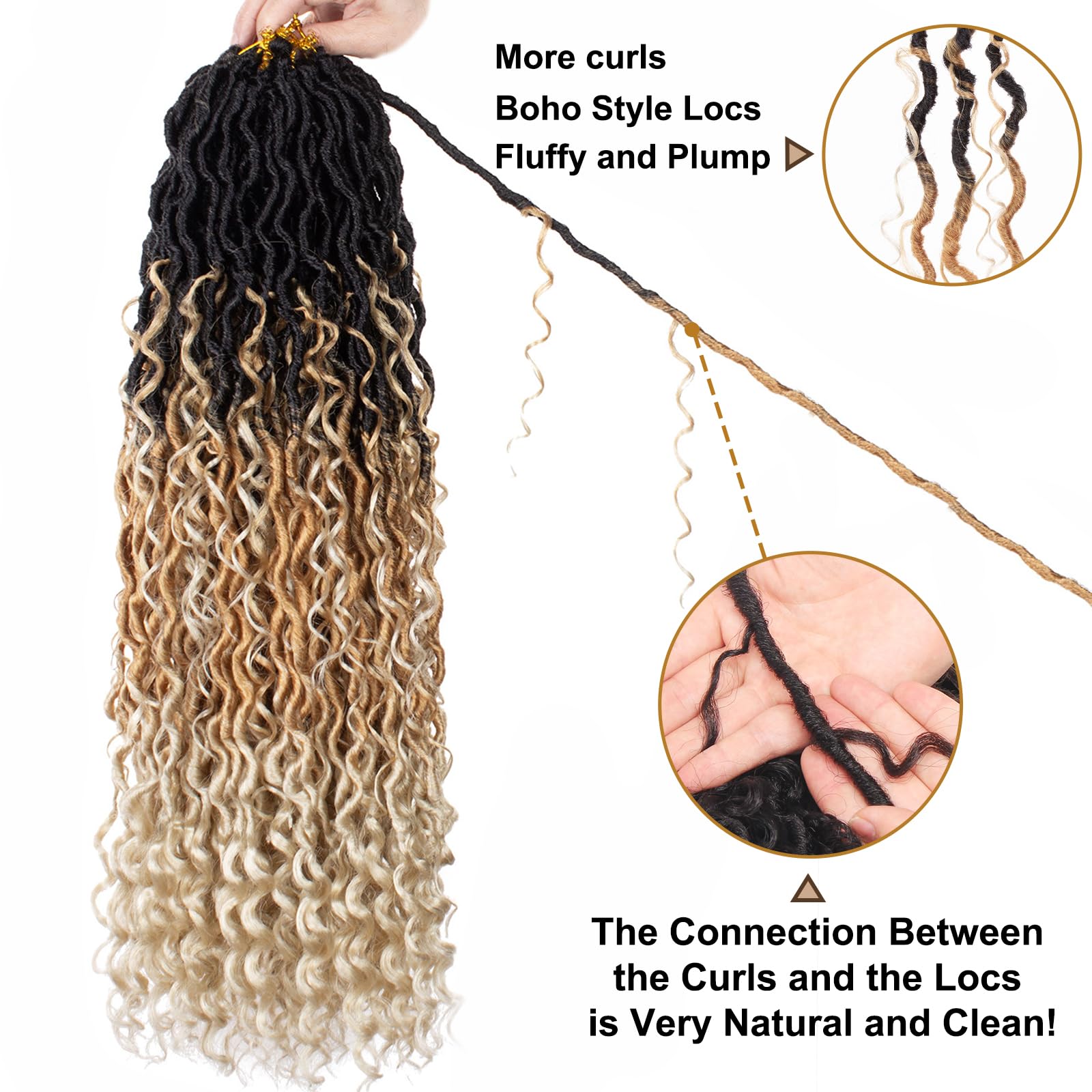 Snapklik.com : COOKOO 8 Packs 30 Inch Goddess Locs Crochet Hair For ...