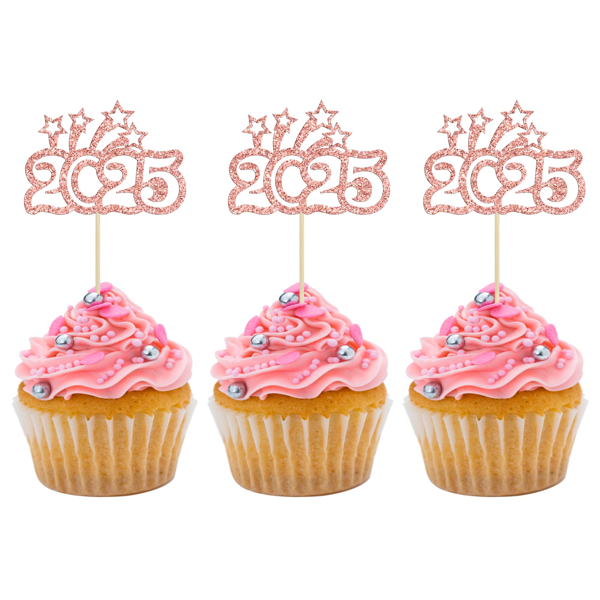Amazon.com: 24Pcs Happy New Year Cupcake Topper 2025 Glitter Welcome to ...