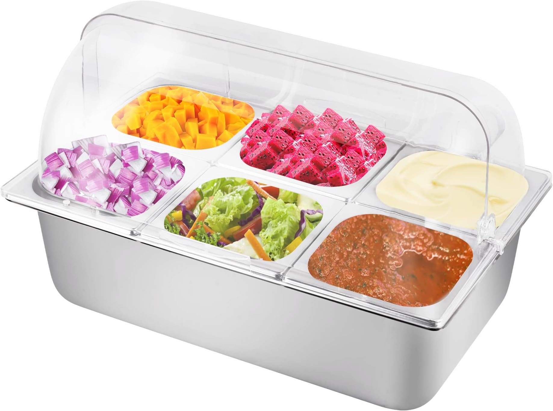 Amazon.com: VEVOR Refrigerated Condiment Prep Station, 48-Inch, 10.8Qt ...