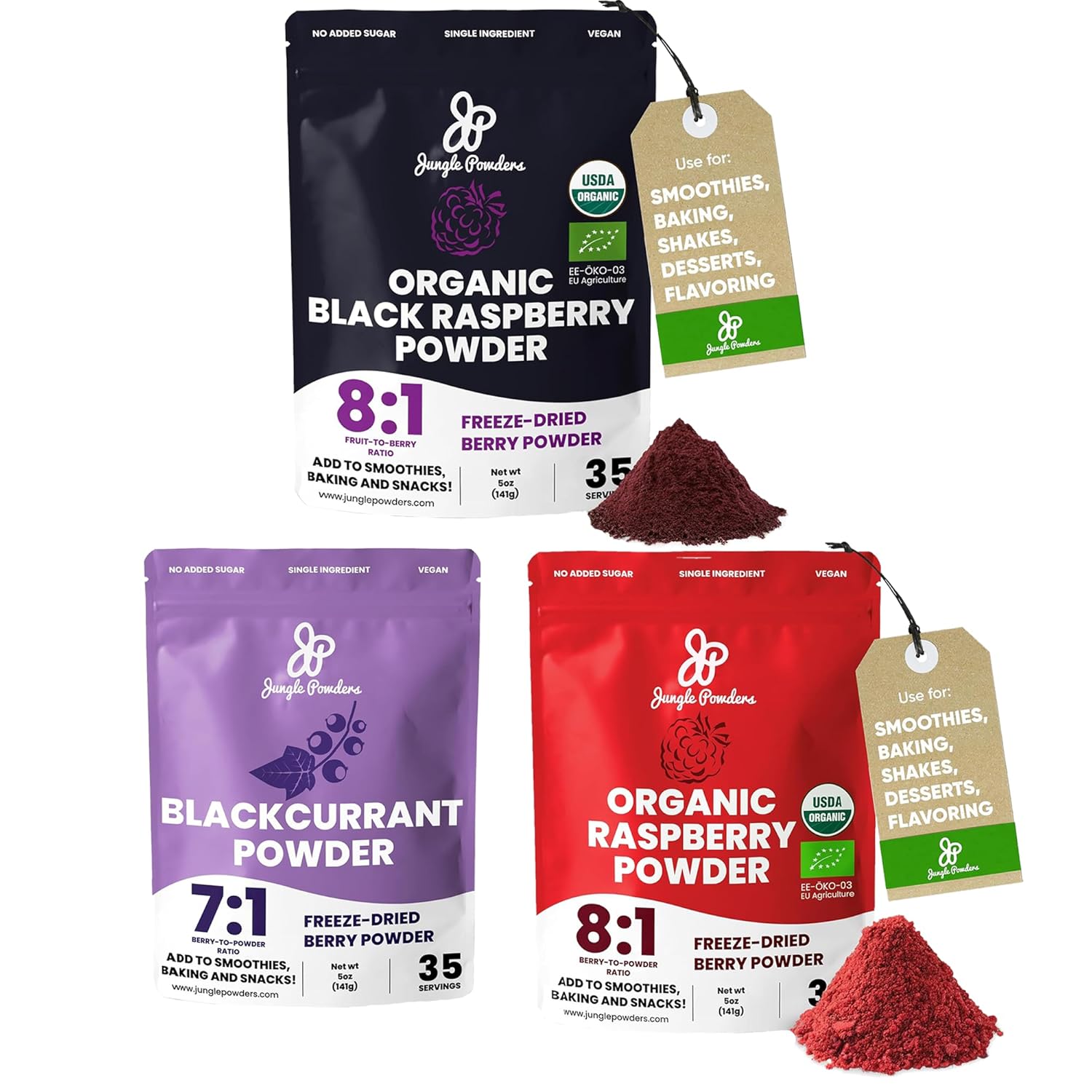 Amazon.com: Jungle Powders Organic Black Raspberry Powder Red Raspberry ...