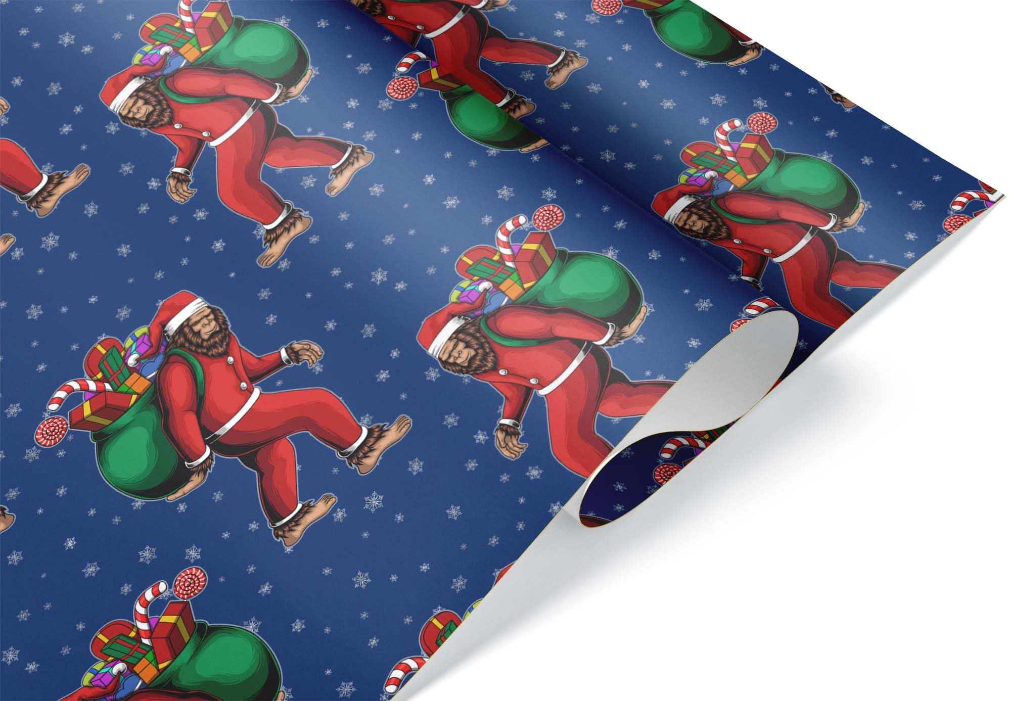 Amazon.com: Funny Sasquatch Santa Christmas Gift Wrap, Abdominal ...