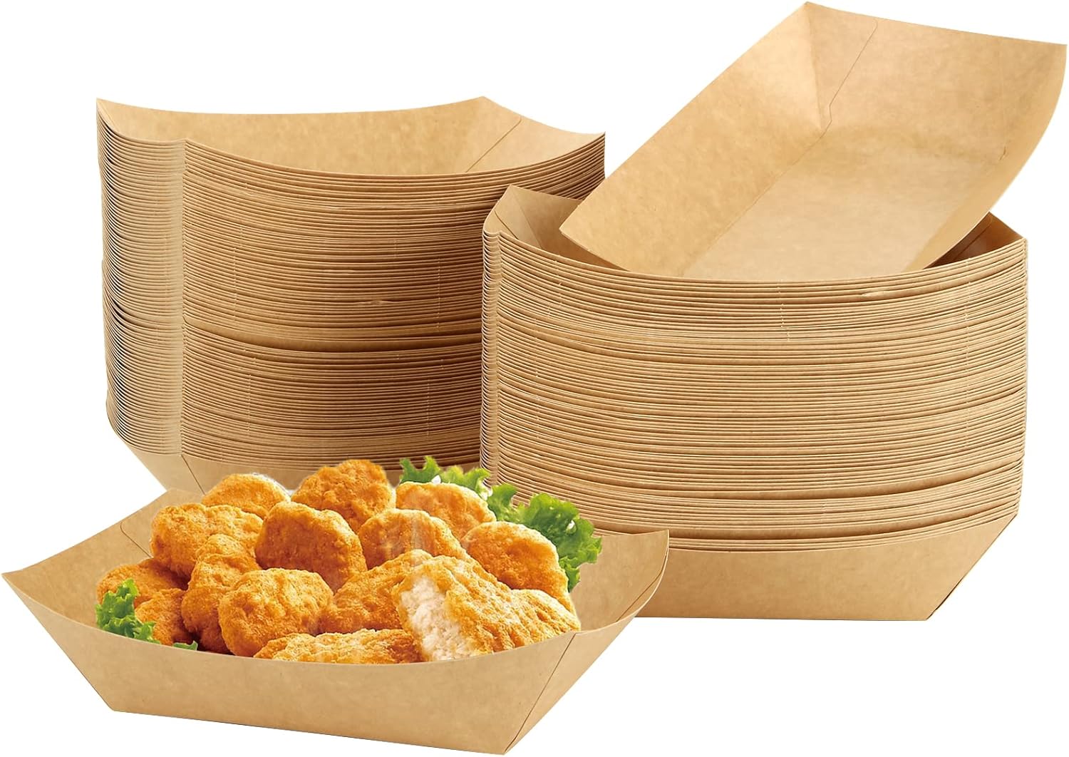 Amazon.com: SENENQU 250 PCS 3 lb Paper Food Boats Disposable Kraft ...
