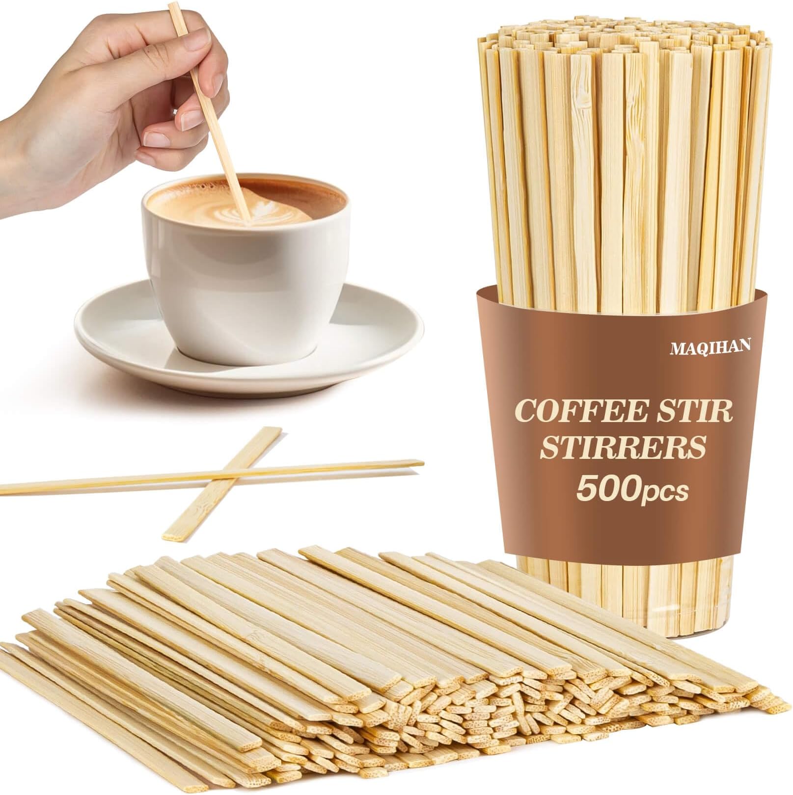 Amazon.com | KTOJOY 5.5inch Wooden Coffee Stirrers, 500 Count ...