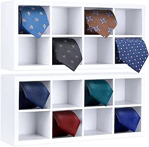 Amazon.com: FTUREERA Tie Rack, Bamboo Wall Mounted Tie Box or for ...
