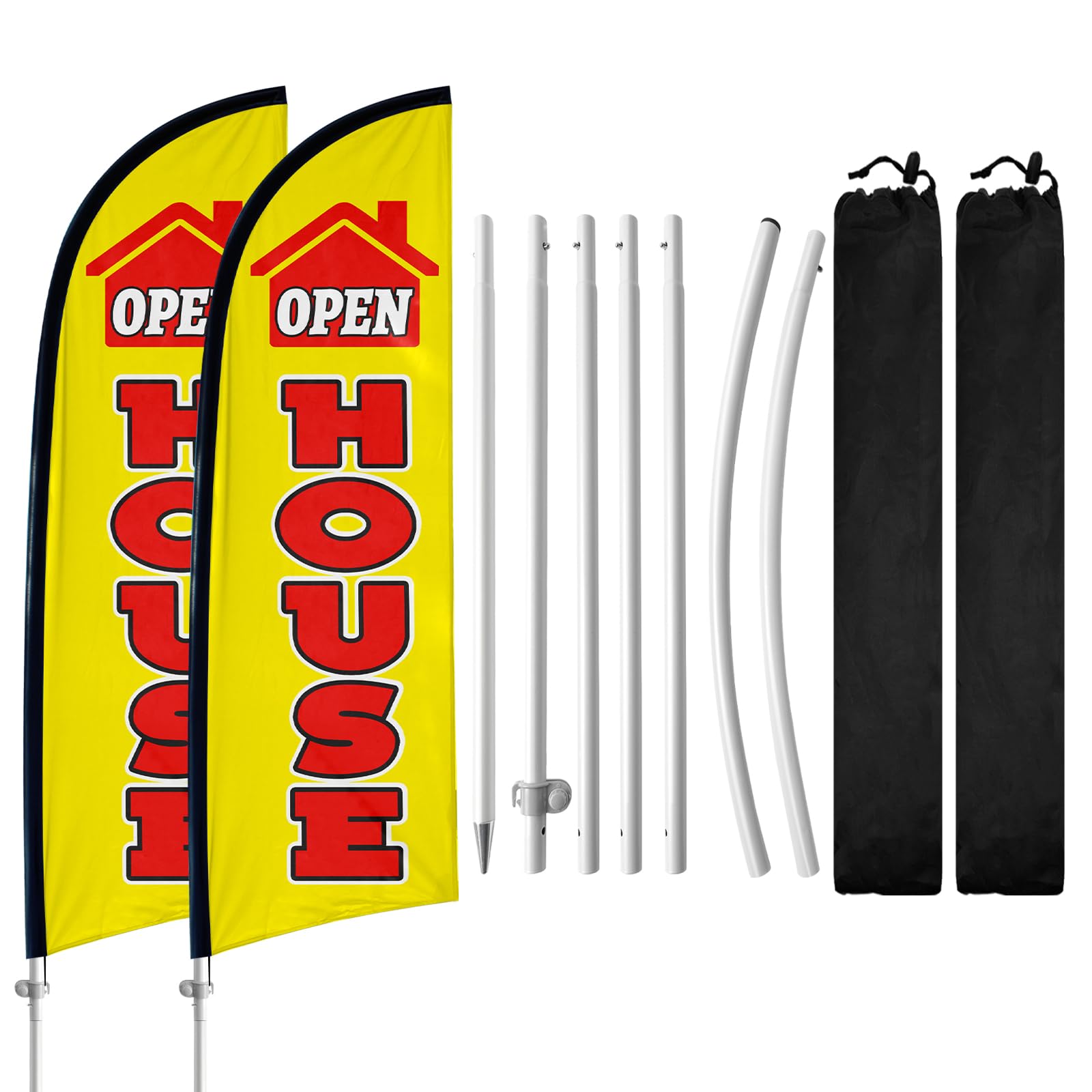 Snapklik.com : 2 Pack Real Estate Agent Flags, 8FT Open House Signs
