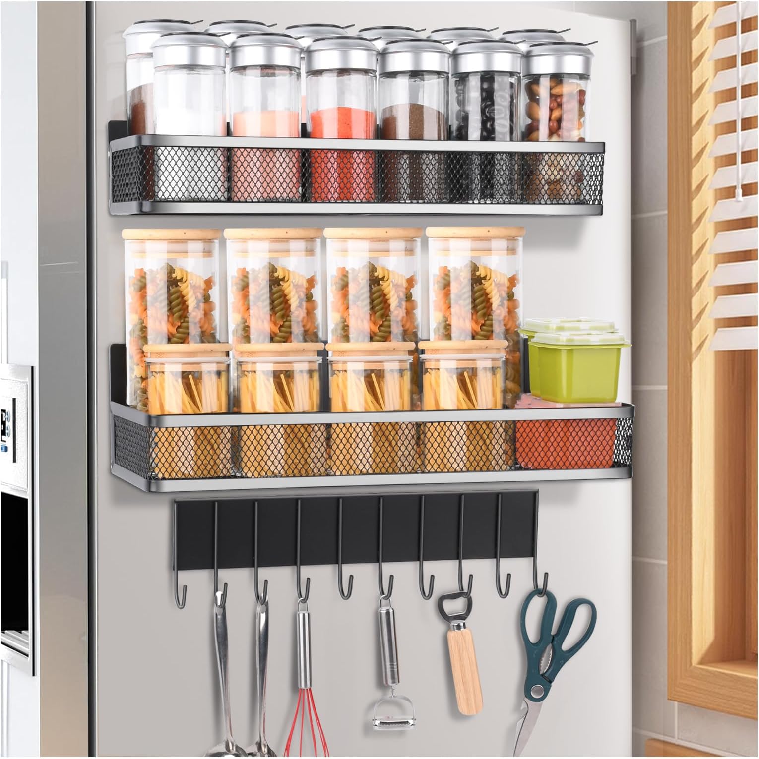 Amazon.com: SAKFEP Magnetic Spice Rack for Refrigerator, 4 Pack Premium ...