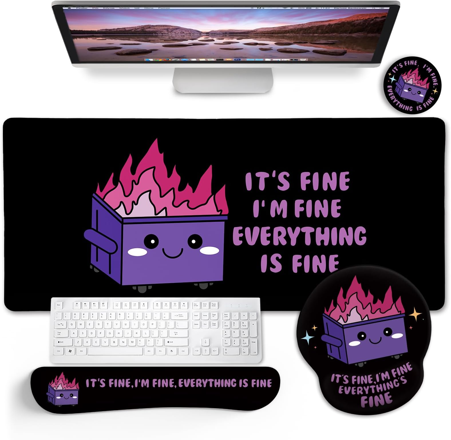 Amazon.com: Blusabaca Dumpster on Fire Mouse Pad Desk Pad, Funny Cute ...