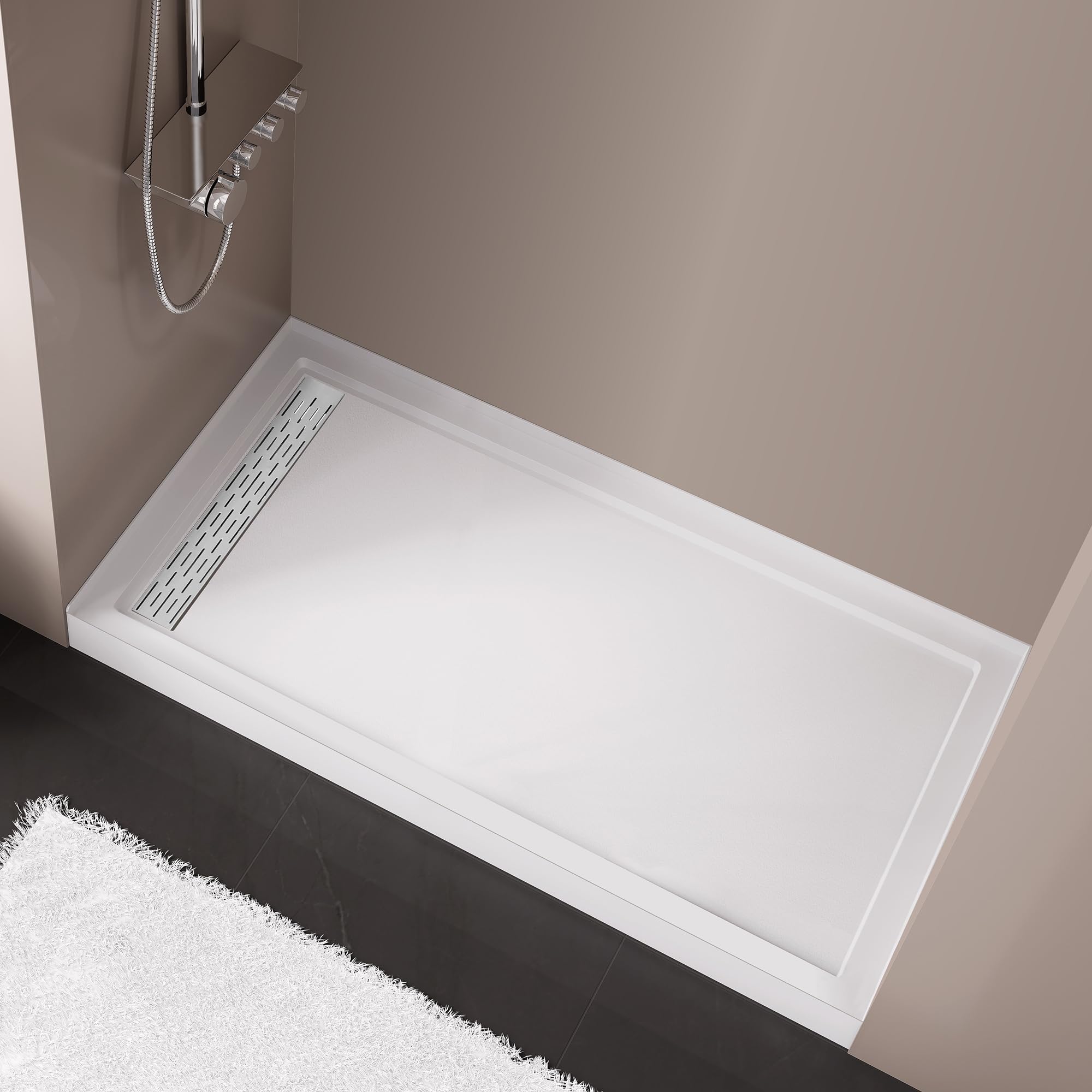 MORVANO 32 x 60 Shower Base with Left Drain Removable Stainless Cover ...